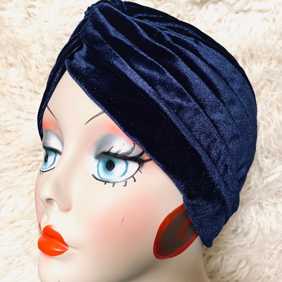 House Of Adornments | Accessories | Plush Navy Velvet Pinup Turban ...